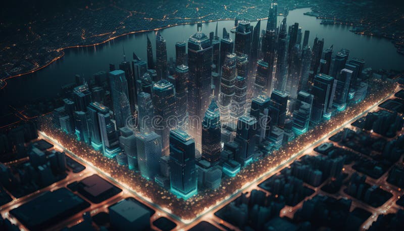 Generative AI of Futuristic City at Night. Futuristic Concept Stock ...