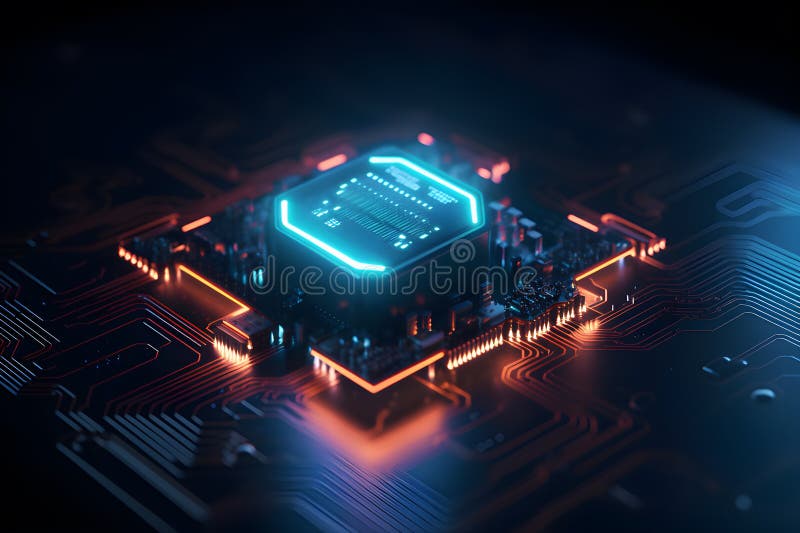 Generative AI. Futuristic Neon Microchip Circuit Board 3D Rendering ... Generative AI. Futuristic Neon Microchip Circuit Board 3D Rendering ...