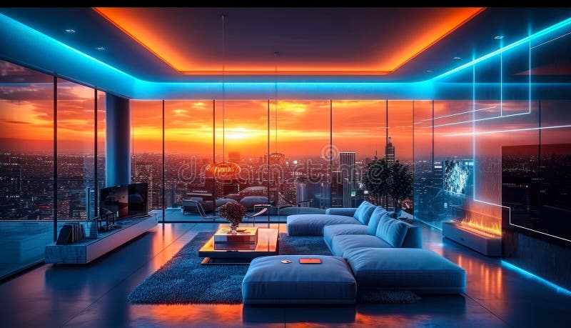 Futuristic Smart Home Interior with Advanced Digital Interface ...