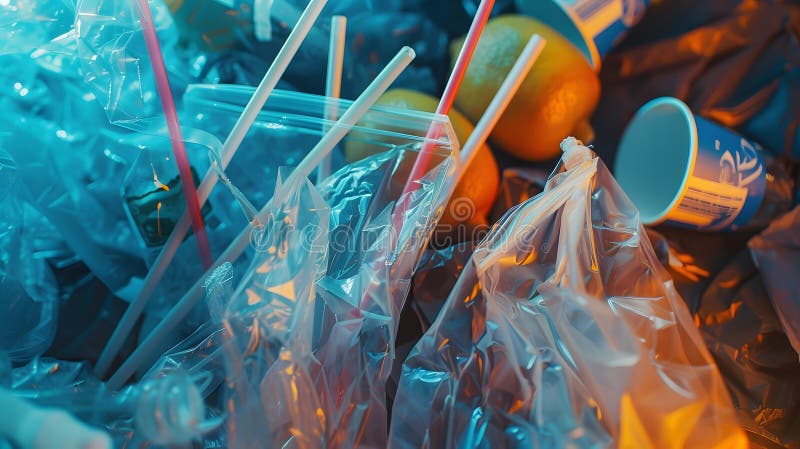 Generative AI Garbage Waste Plastic Waste Garbage Plastic Cups Straws ...