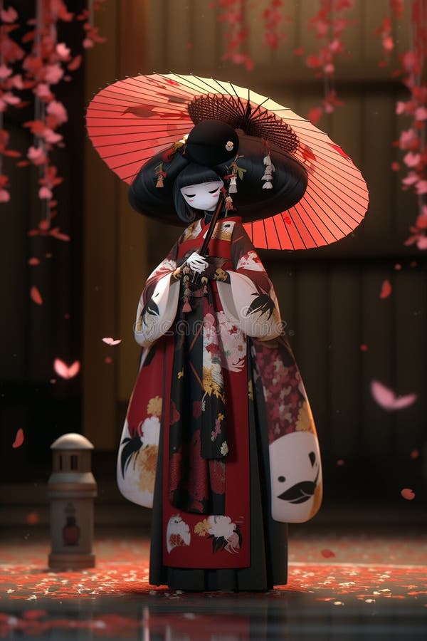 Generative Ai. Geisha Anime Illustration Stock Illustration ...