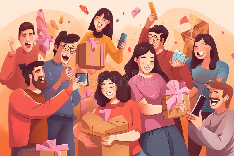 Generative AI Gift for Subscription Concept- Stock Illustration ...