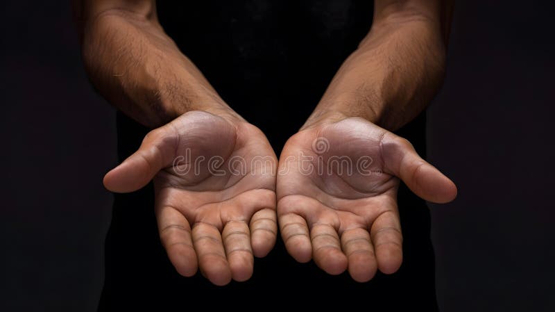 Generative AI Give Two Hands with Nothing on Both on Dark Background ...