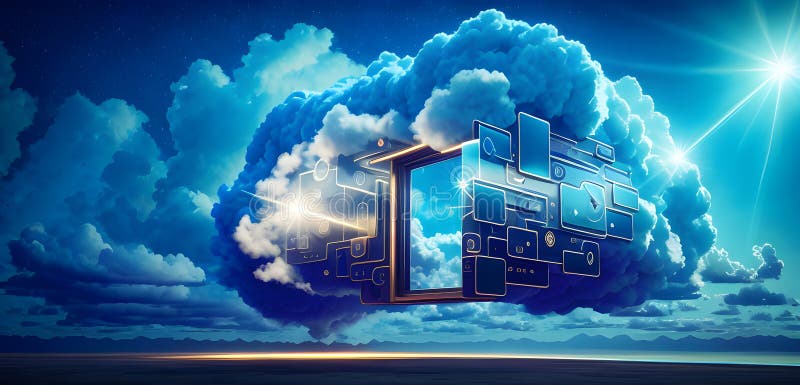 Illustration Concept of Cloud Computing Service Future Data Storage ...