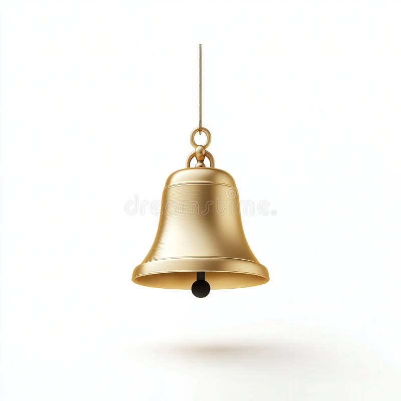 Generative AI, Golden Bell Hanging from String, Symbolizing Celebration ...
