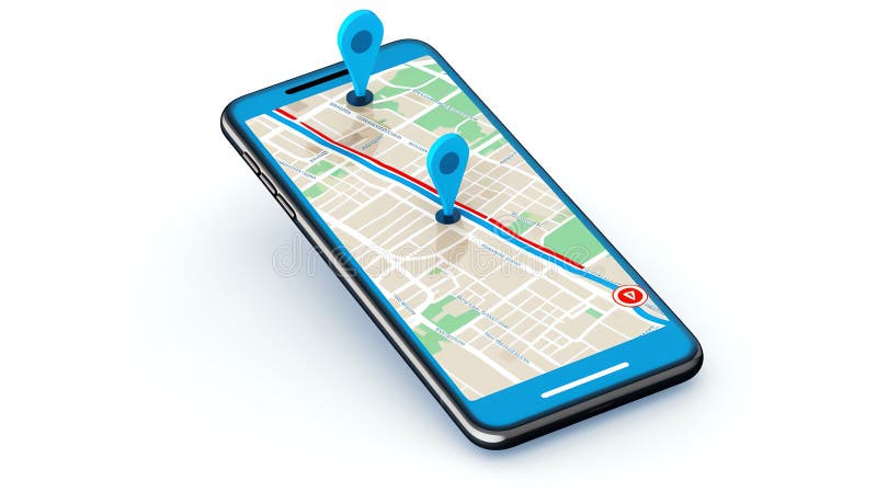 Generative AI Gps Navigation Positioning Mobile- Stock Illustration - Illustration of gadget ...