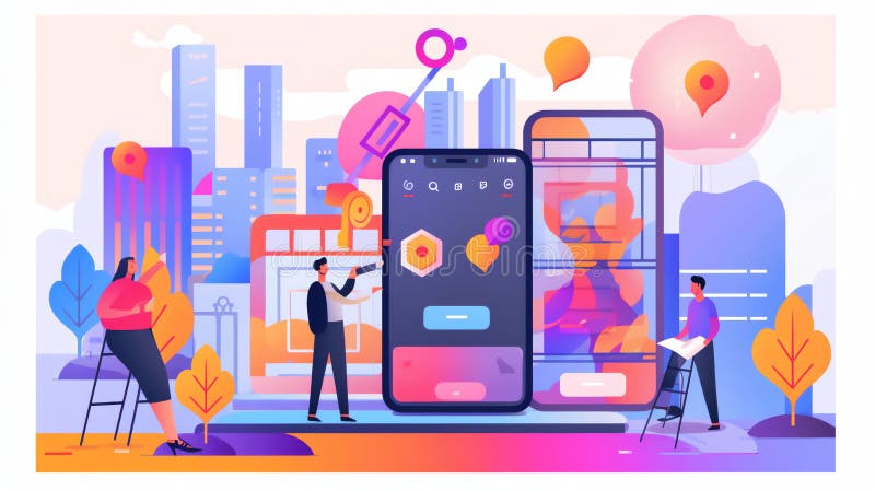 Generative AI Gps Navigation Positioning Mobile- Stock Illustration ...