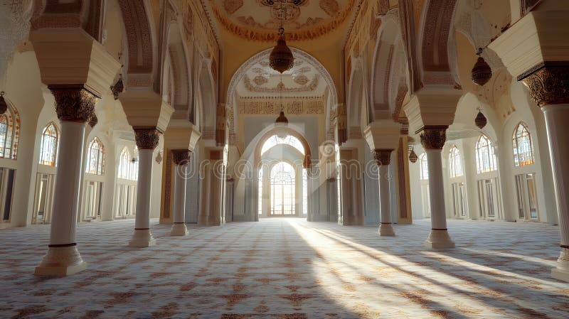 Generative AI Grand Mosque Interior with Elegant Architectural Design ...