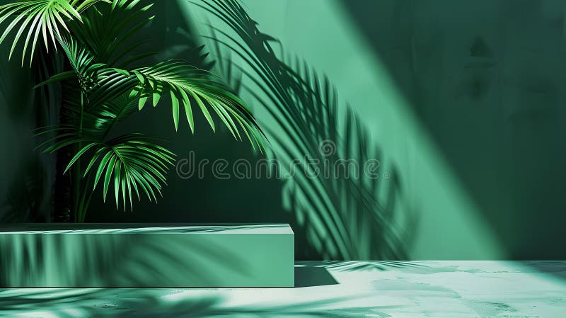 Generative AI Green Shadow Backdrop Background Product 3d Bg Light Leaf ...