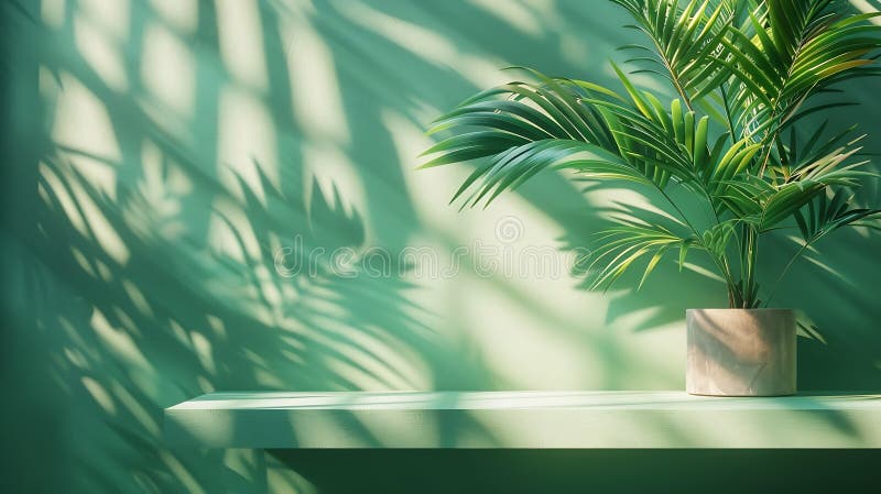 Generative AI Green Shadow Backdrop Background Product 3d Bg Light Leaf ...