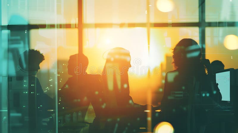 Generative AI Group of People Working in Office and Digital Technology ...