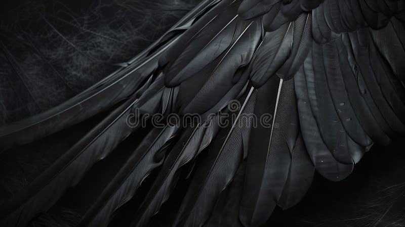 Generative AI Halloween Background with Black Raven Feathers on Dark ...