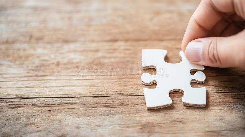 Generative AI Hand Holding a White Puzzle Piece Ready To Complete a ...