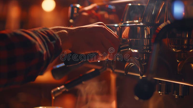 Generative AI Hand of Male Barista Making Coffee for Customers Business ... Generative AI Hand of Male Barista Making Coffee for Customers Business ...
