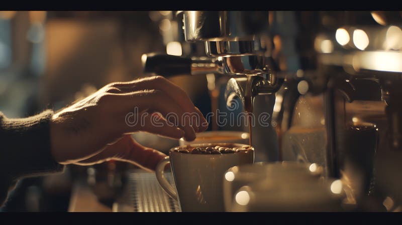 Generative AI Hand of Male Barista Making Coffee for Customers Business ... Generative AI Hand of Male Barista Making Coffee for Customers Business ...