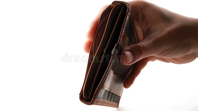 Generative AI Hand Opens Empty Wallet on White Background Business ...