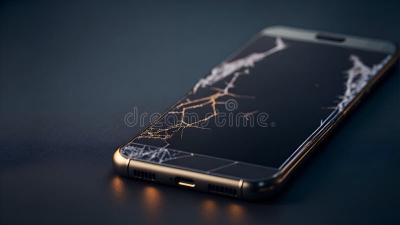 Shattered Reflection: a Cracked Screen Created with Generative Ai Stock ...