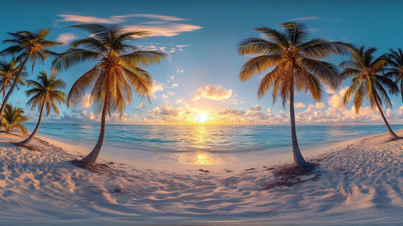 Generative AI 360 Hdri Panorama with Coconut Trees on Ocean Coast on ...