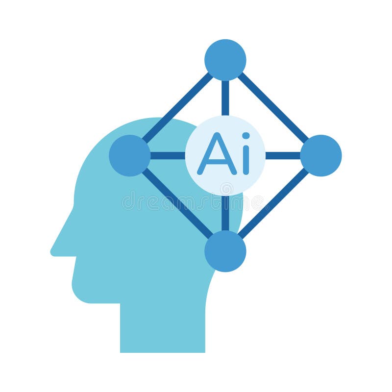 Generative AI head icon stock illustration. Illustration of blue ...