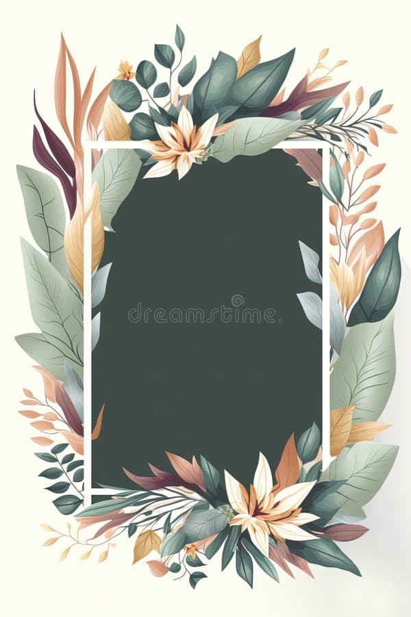 Generative AI. Hello Spring Flower Wreath. Card with Herbal Flowers and ...