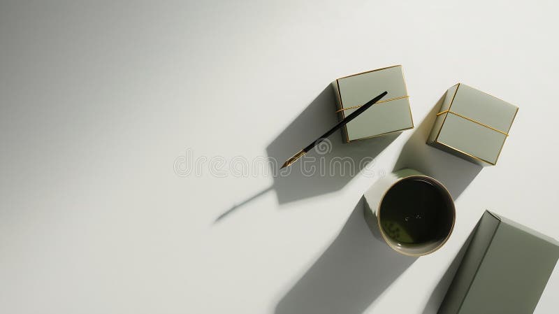 Generative AI High Angle of Composition with Tea Boxes a Writing Pen ...