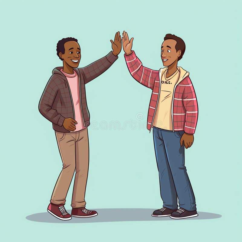 Generative AI High Five 3d Cartoon- Stock Illustration - Illustration ...