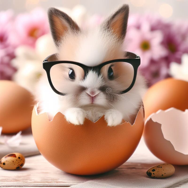 A Little Rabbit Hatched from an Egg. Generative AI Stock Photo - Image ...