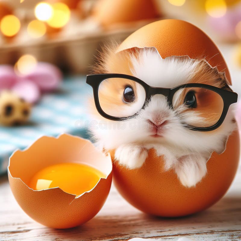 A Little Rabbit Hatched from an Egg. Generative AI Stock Photo - Image ...