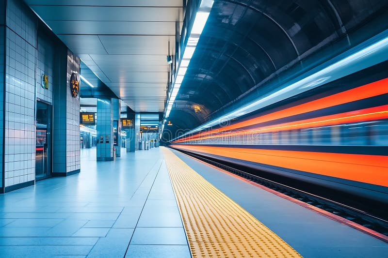 Generative AI High-Speed Passenger Train on Underground Subway Platform ...