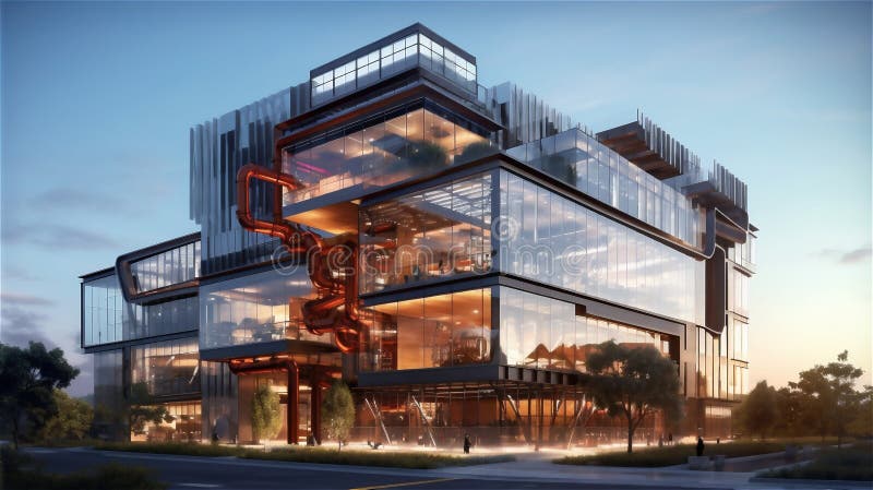 Generative AI, High-Tech Efficiency Building Stock Illustration ...