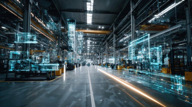 Generative AI High Tech Factory Interior with Augmented Reality ...