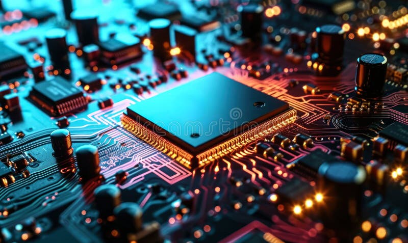 High-tech Microprocessor Chip on a Motherboard, a Concept of Advanced ...