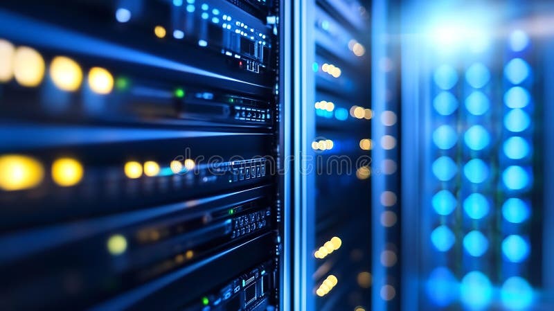 Generative AI High Tech Server Room with Illuminated Hard Drives ...