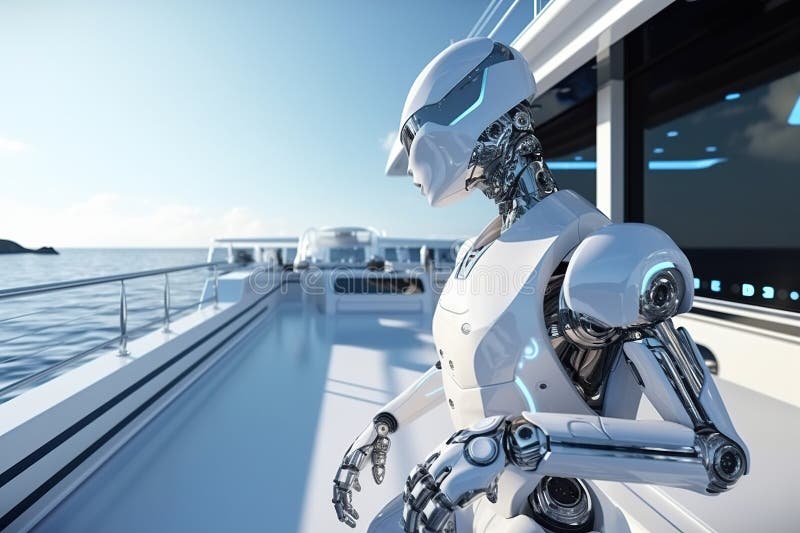 Generative AI Humanoid Robot on the Deck of a Cruise Ship Stock ...