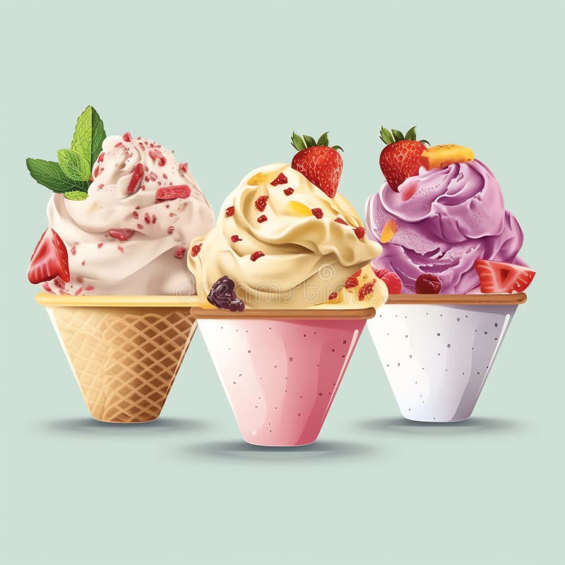 Generative AI Ice Cream Different Flavors- Stock Illustration ...