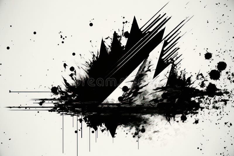 Generative AI Illustration of Abstract Black and White Hard Graphic ...