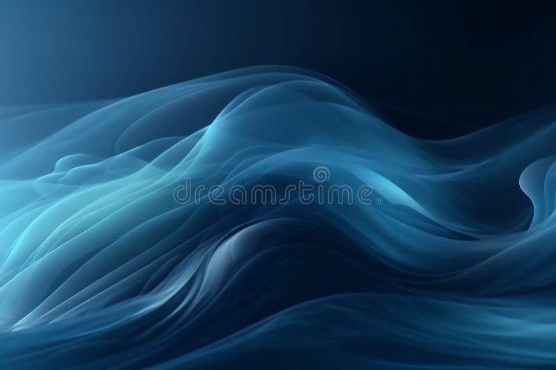Generative Ai Illustration of Abstract Blue of Big Smooth Chaotic Wave ...