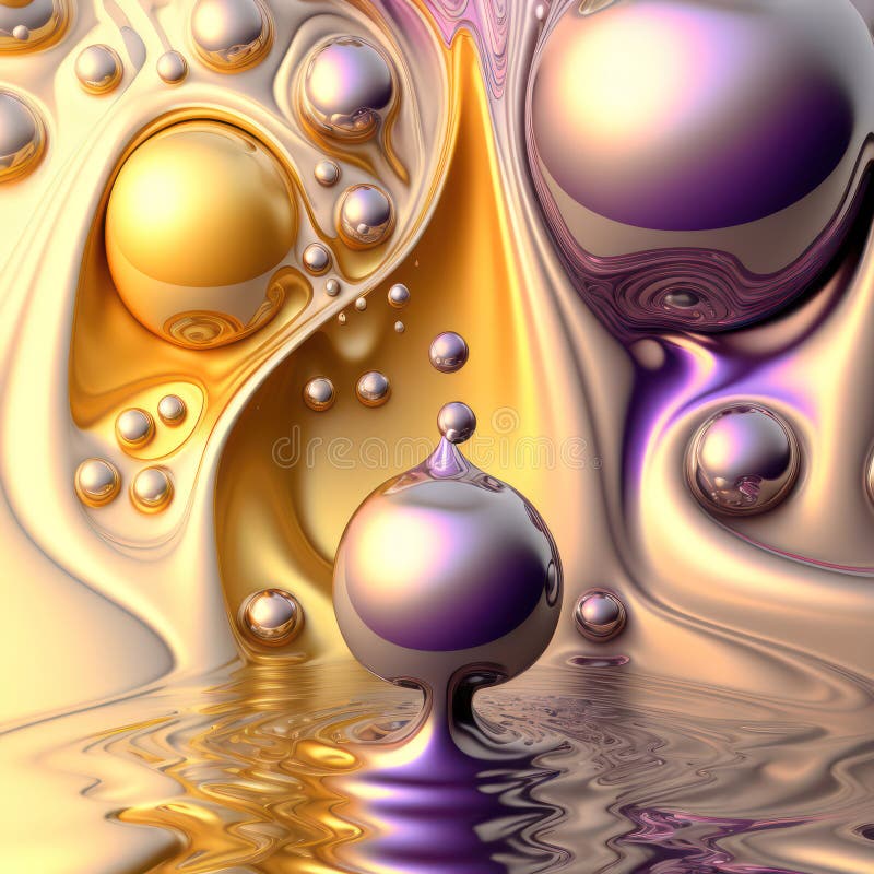 Generative AI Illustration of Abstract Colorful Liquid Metal Background ...