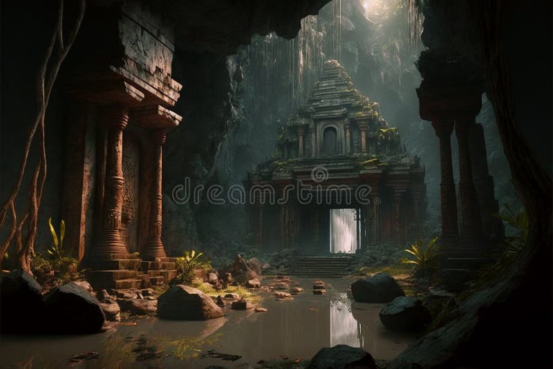 Generative AI Illustration of Ancient Temple Ruins Stock Illustration ...
