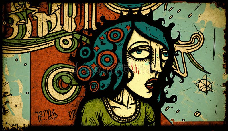 Generative AI Illustration of Art Brut Style Image of Groups of Very ...