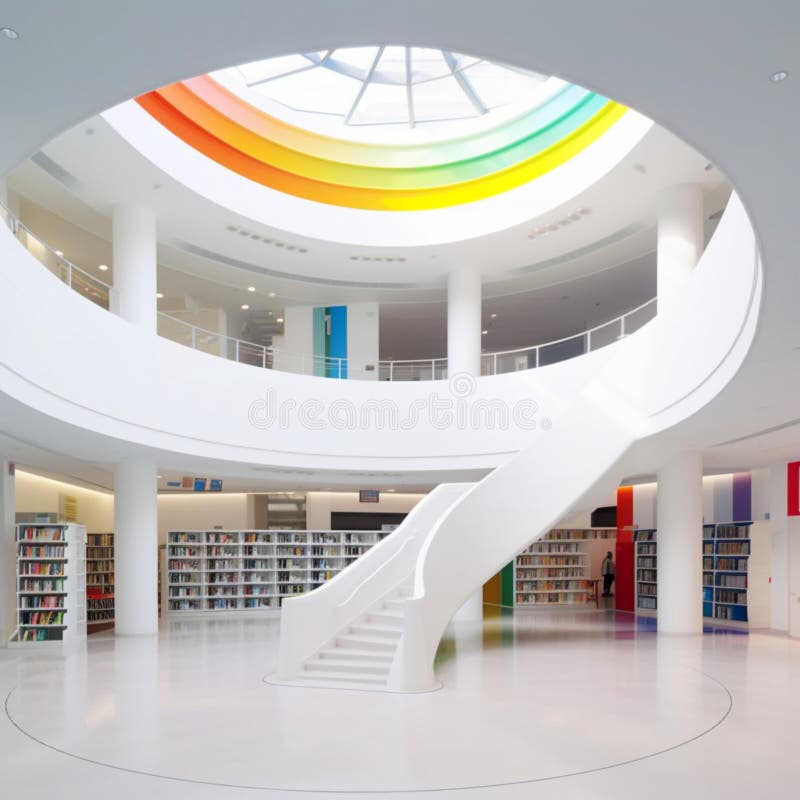Generative Ai Illustration. Atrium Library Stock Illustration ...