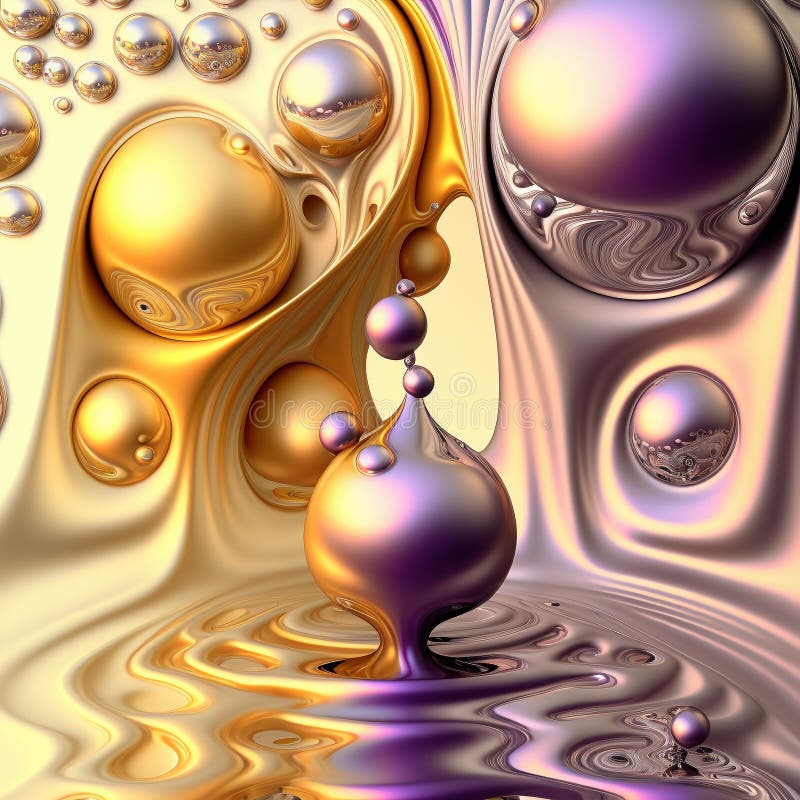 Generative AI Illustration of Calming Flowing Liquid Metal Abstract ...