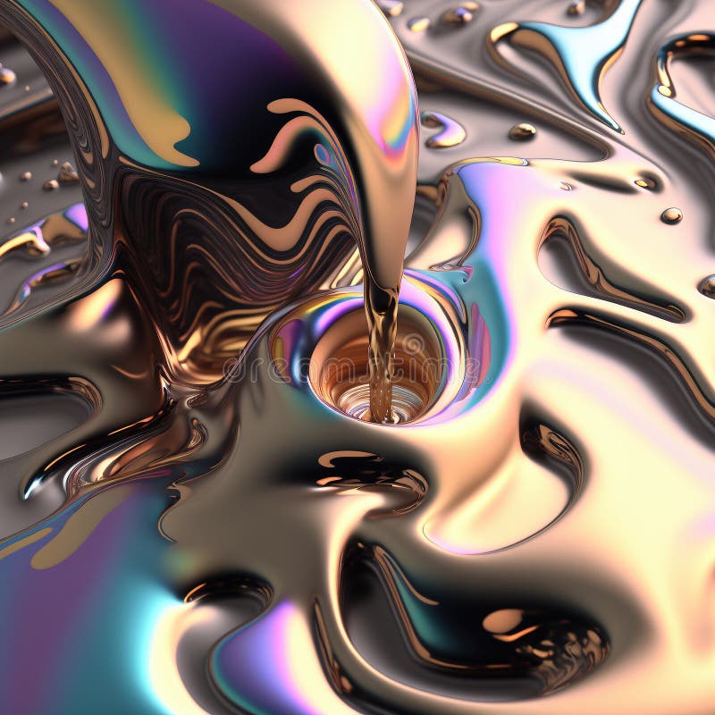 Generative AI Illustration of Calming Flowing Liquid Metal Abstract ...