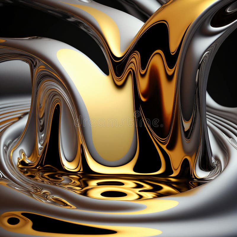 Generative AI Illustration of Calming Flowing Liquid Metal Abstract ...