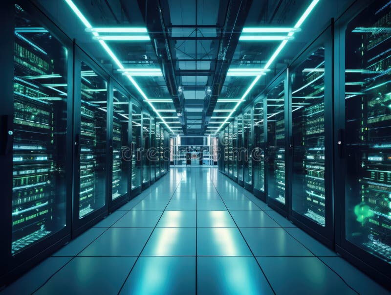 Servers Assorted Under Blue Light Stock Photo - Image of panel, access ...