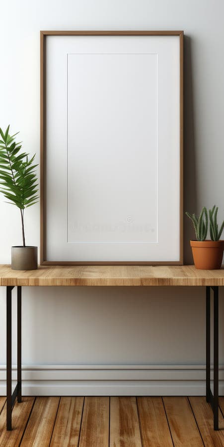 Generative Ai Illustration of Close Up on Wooden Frame Blank Poster ...
