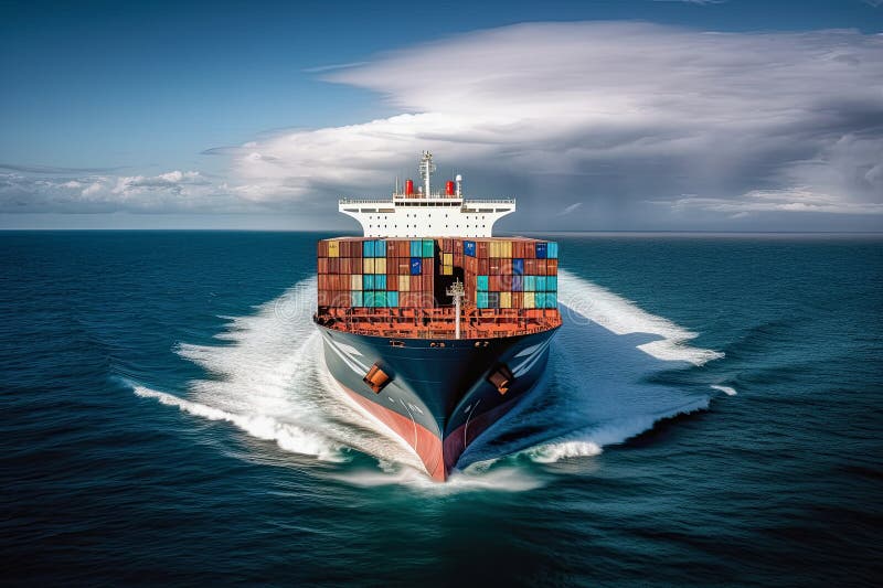 Container Ship in the Ocean, Generative Ai Illustration Stock ...