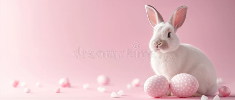 Generative AI Illustration Cute Bunny and Single Easter Egg Isolated on ...
