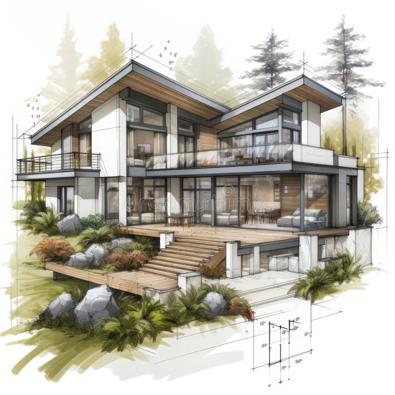 Generative Ai Illustration of Design Plan for House. Architect Sketch ... Generative Ai Illustration of Design Plan for House. Architect Sketch ...