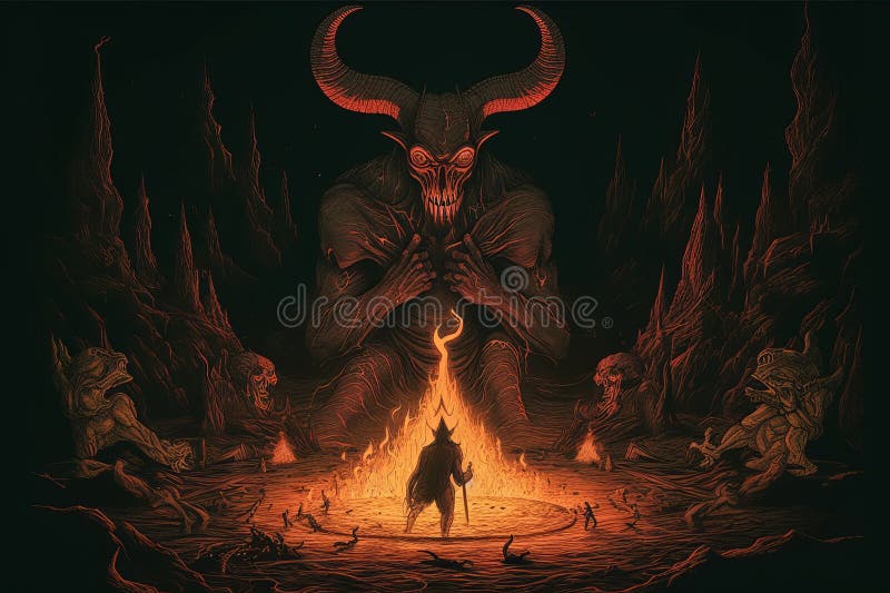Devil in hell stock illustration. Illustration of devil - 283818592